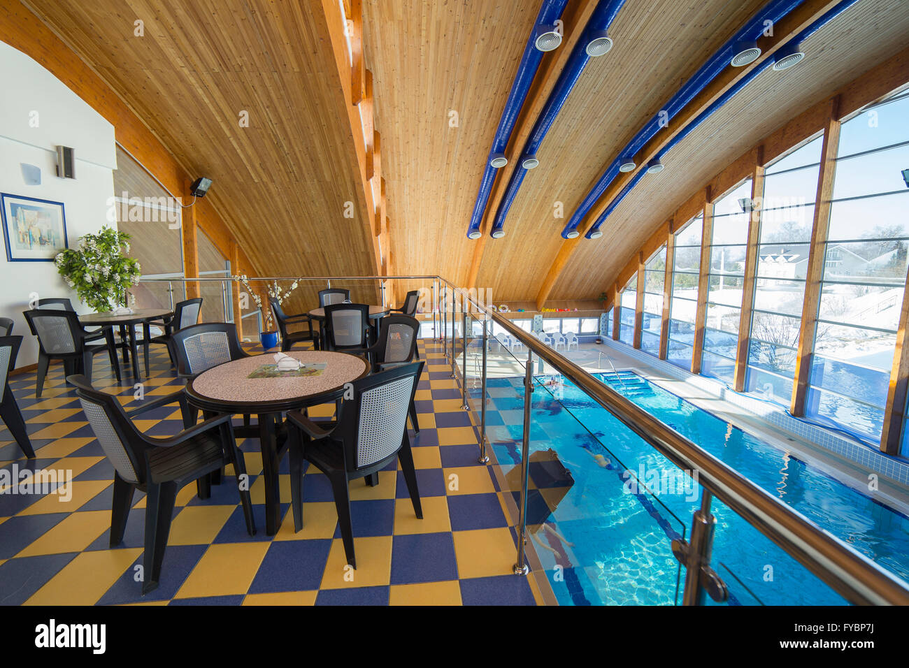 Cafe interior swimming pool on hi-res stock photography and images - Alamy