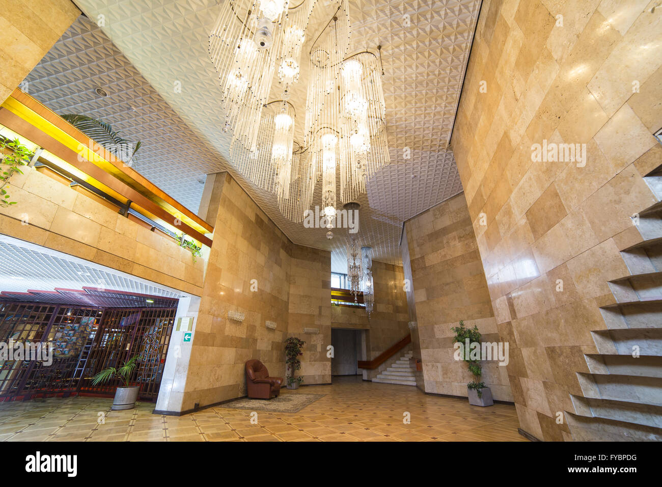 Hotel foyer interior wide view Stock Photo - Alamy
