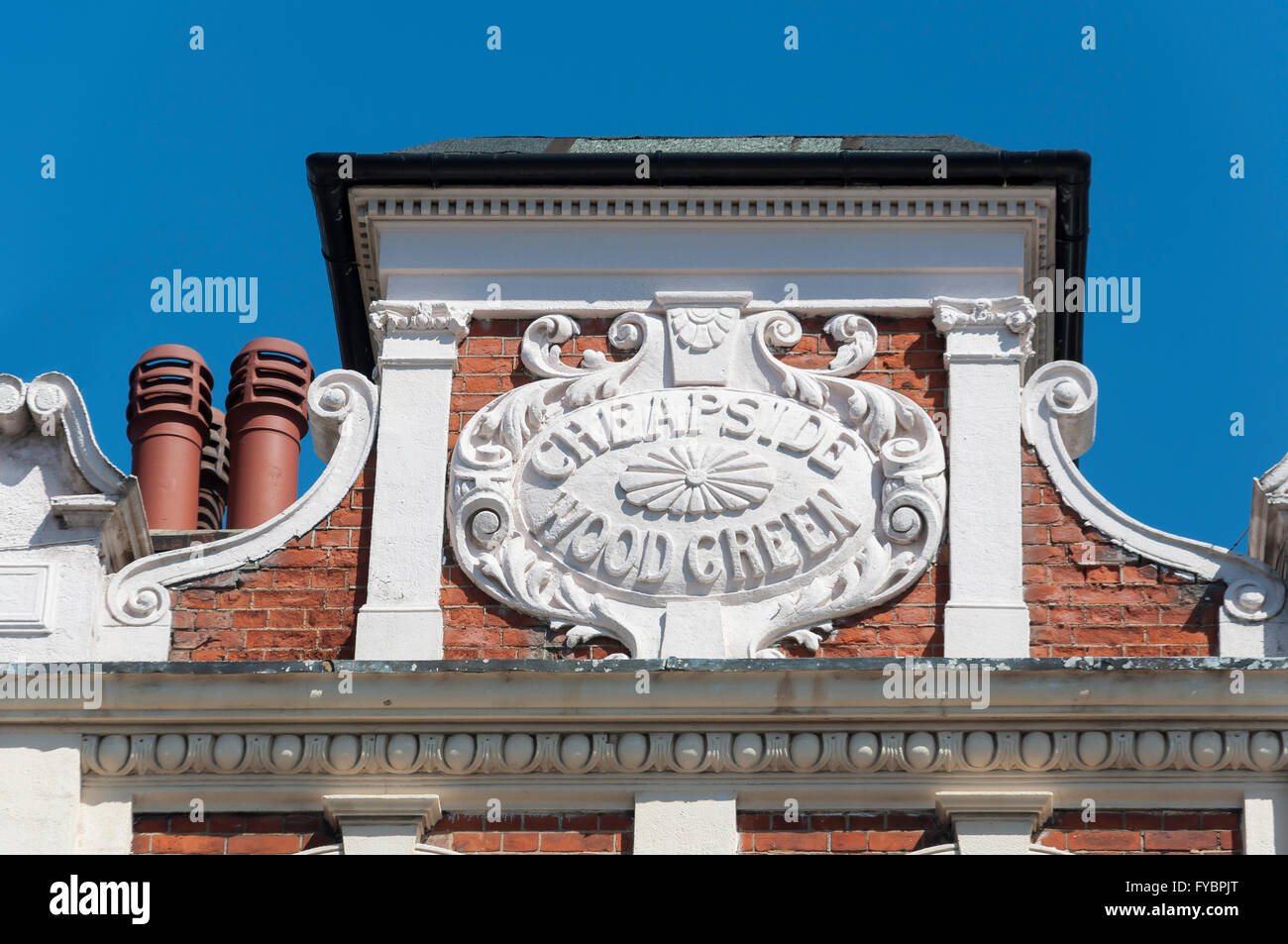 Pargeting on building, Cheapside High Road, Wood Green, London Borough ...