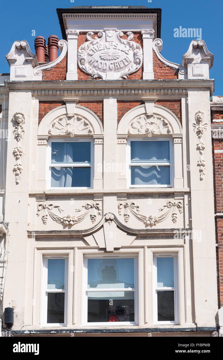 Pargeting on building, Cheapside High Road, Wood Green, London Borough ...