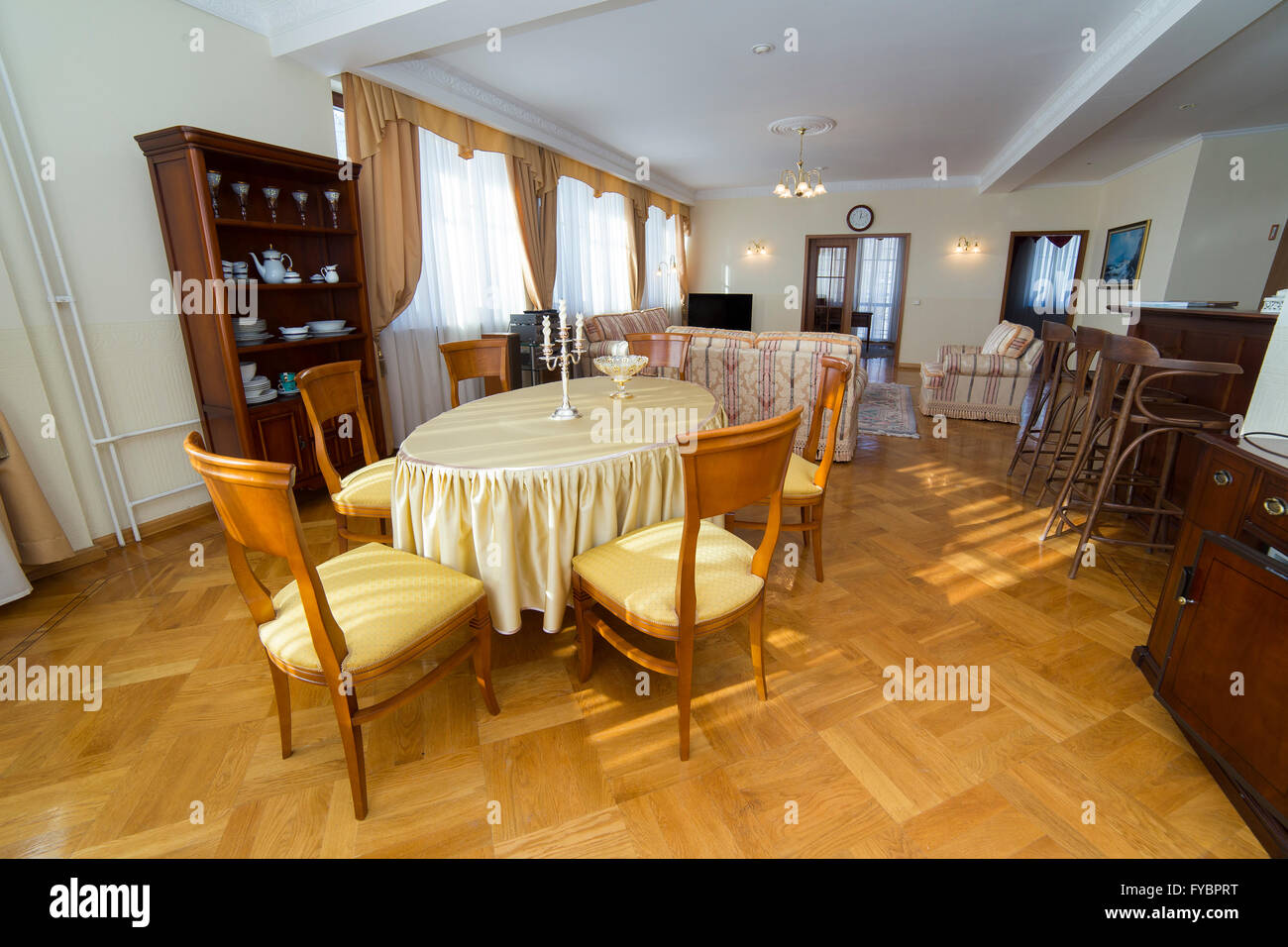 Classic style luxury apartment interior with round table Stock Photo ...