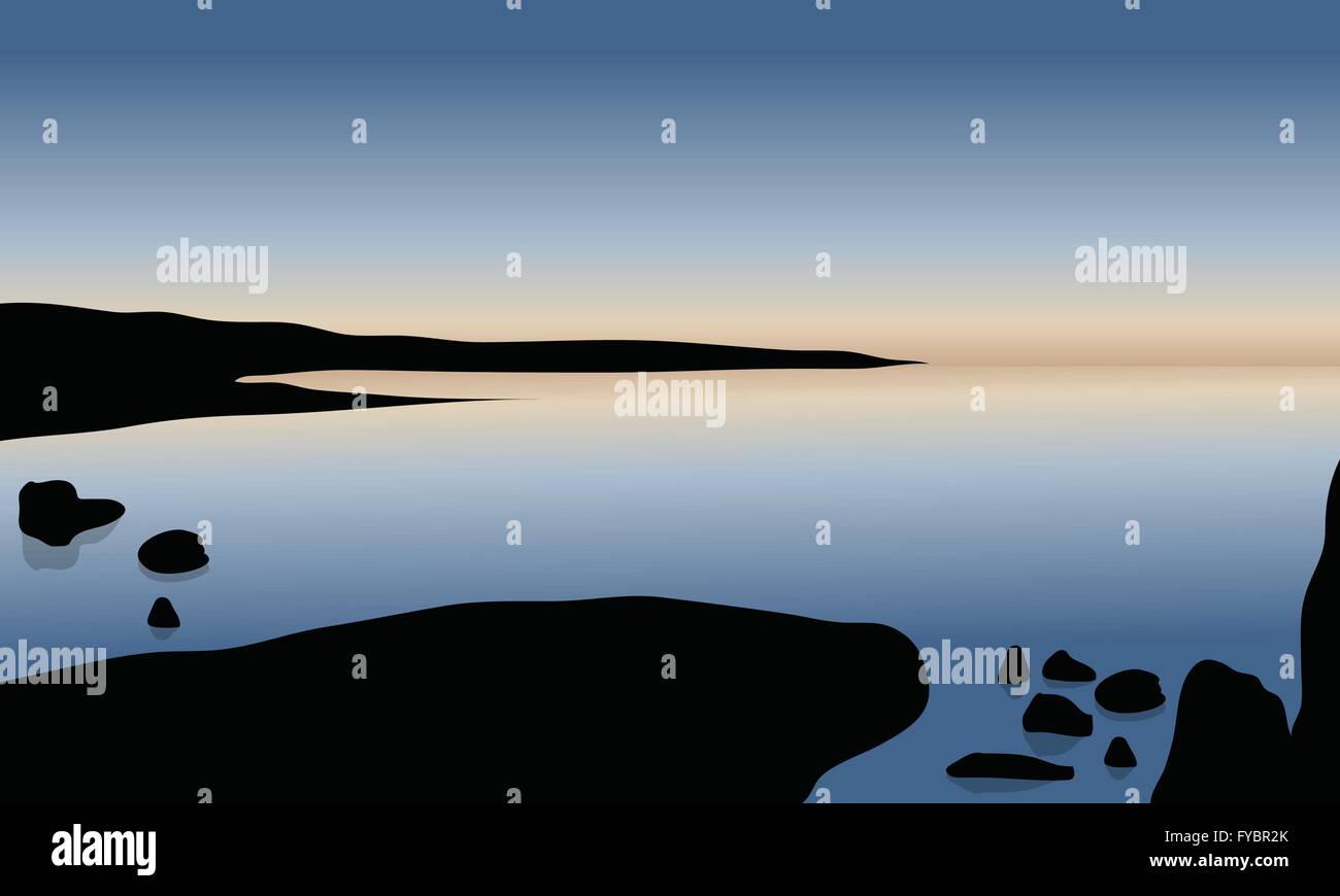 Ocean rocks sunrise Stock Vector Images - Alamy