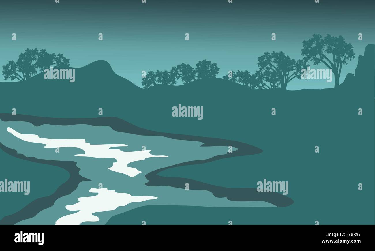 Silhouette of river with green backgrounds Stock Vector Image & Art - Alamy