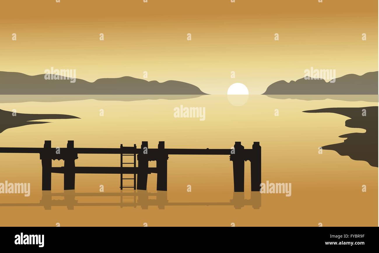 Pier sky sea landscape water nature Stock Vector Images - Alamy