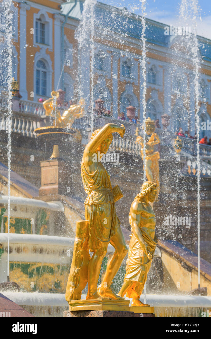 Sculptures and fountains of Grand Cascade, Peterhof, Saint Petersburg ...
