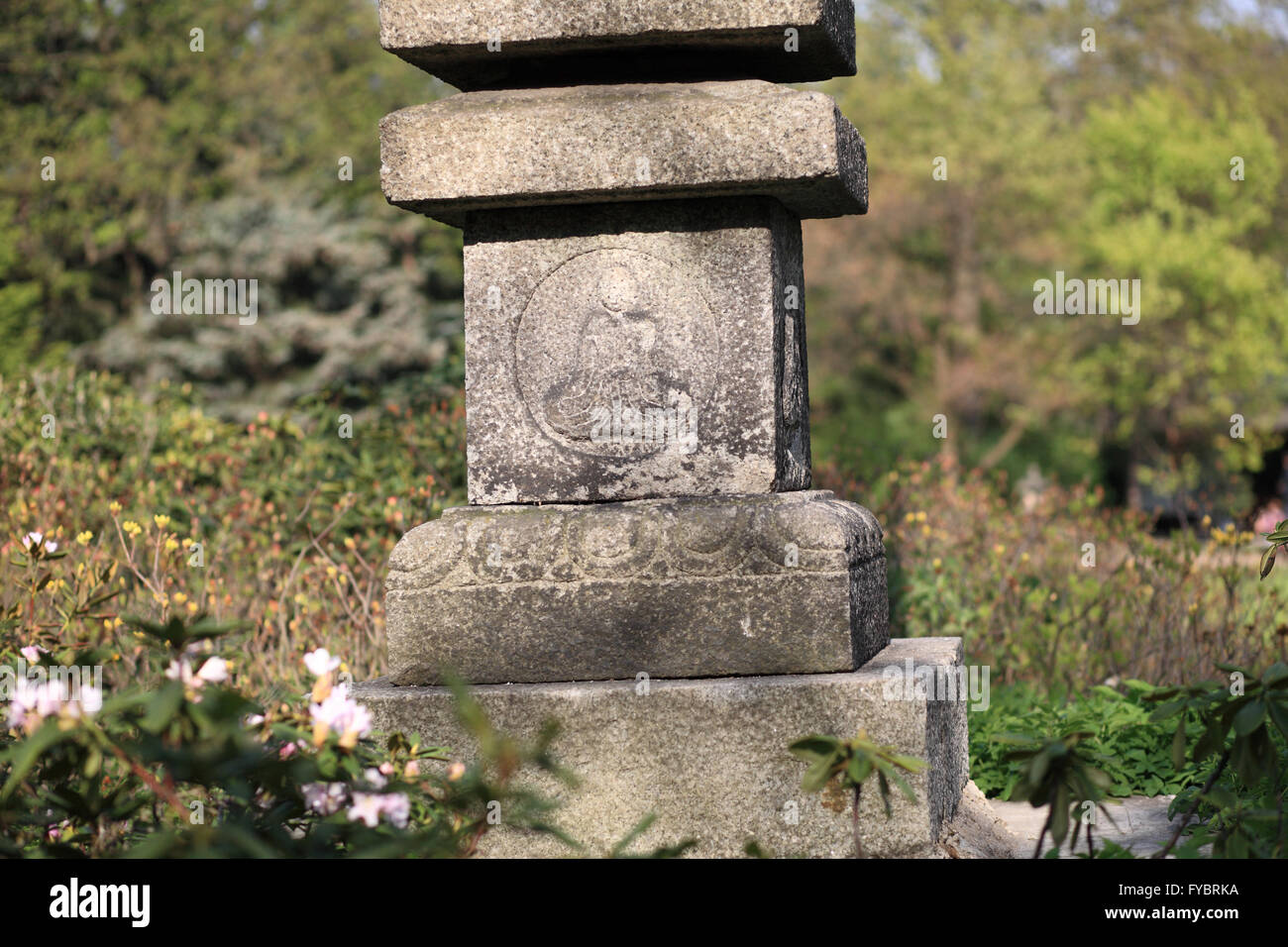 stone column in japan garden Stock Photo - Alamy