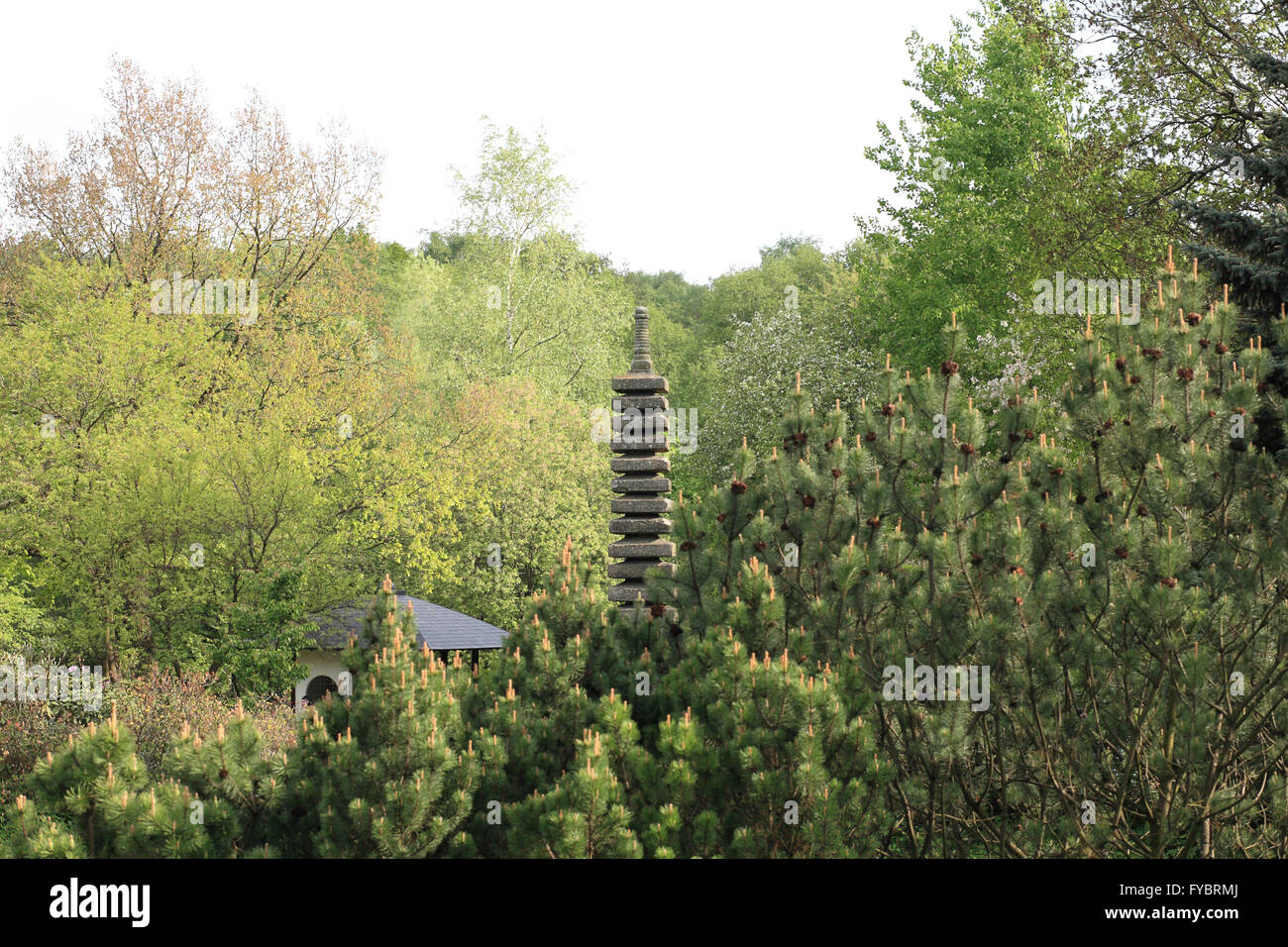 stone column in japan garden Stock Photo - Alamy