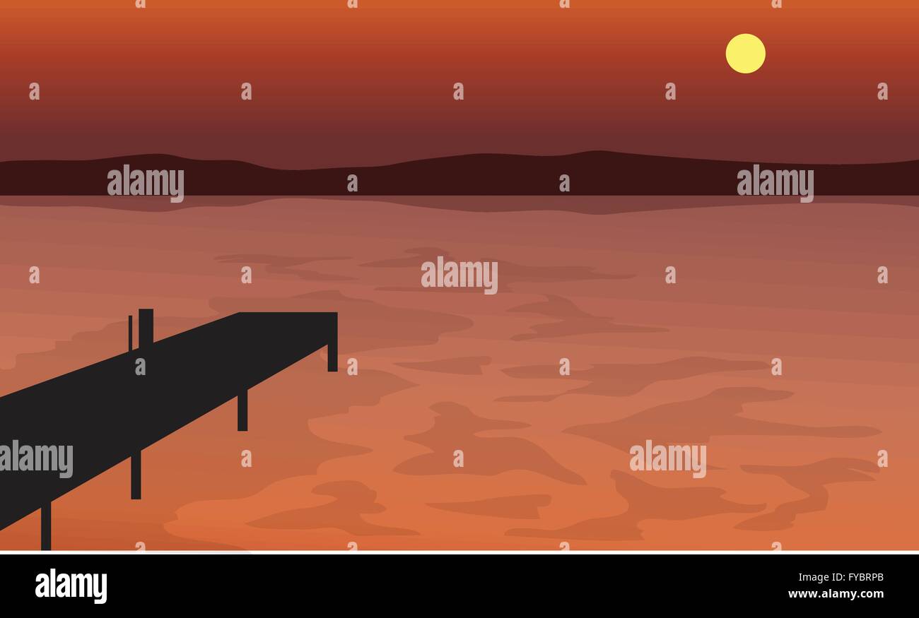 Summer pier and lake scenery Stock Vector Images - Alamy