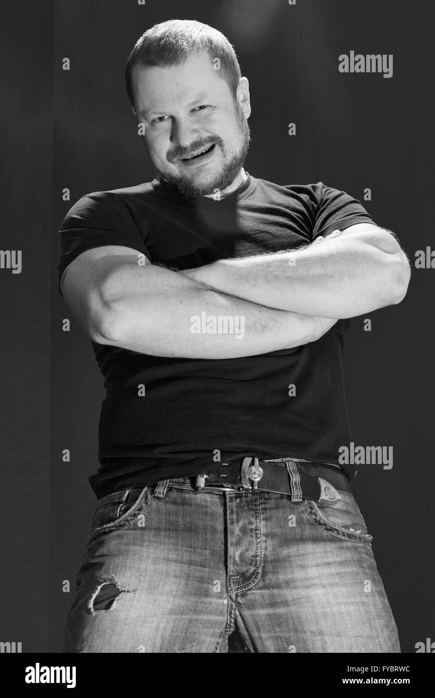 Portrait of a bully ready to fight on black background Stock Photo - Alamy