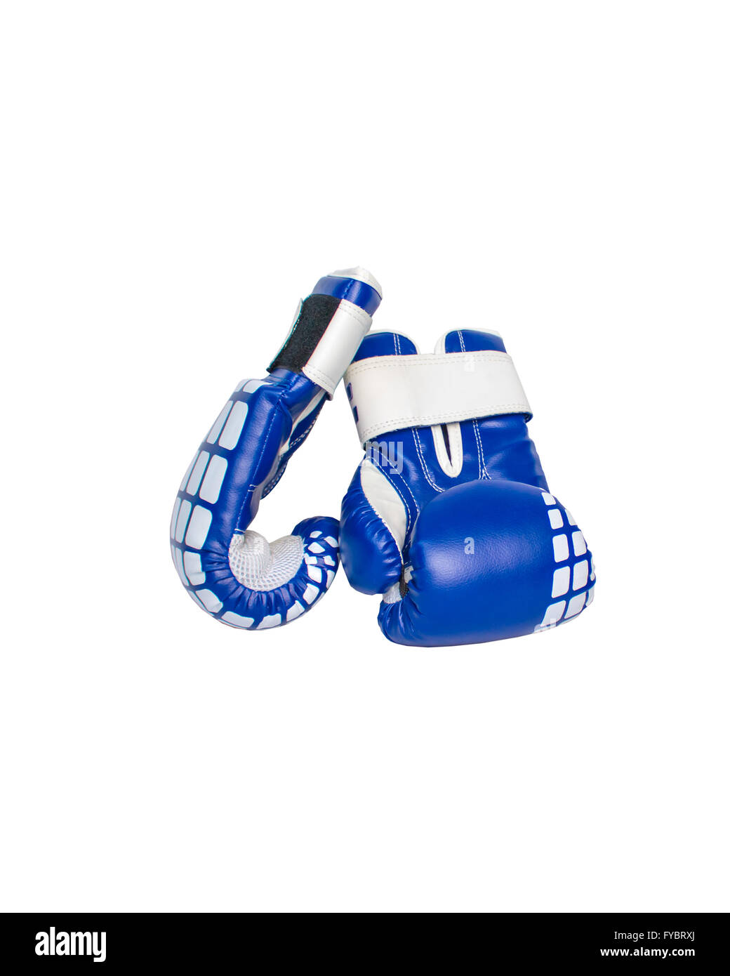 Pair of blue leather boxing gloves isolated on white Stock Photo - Alamy