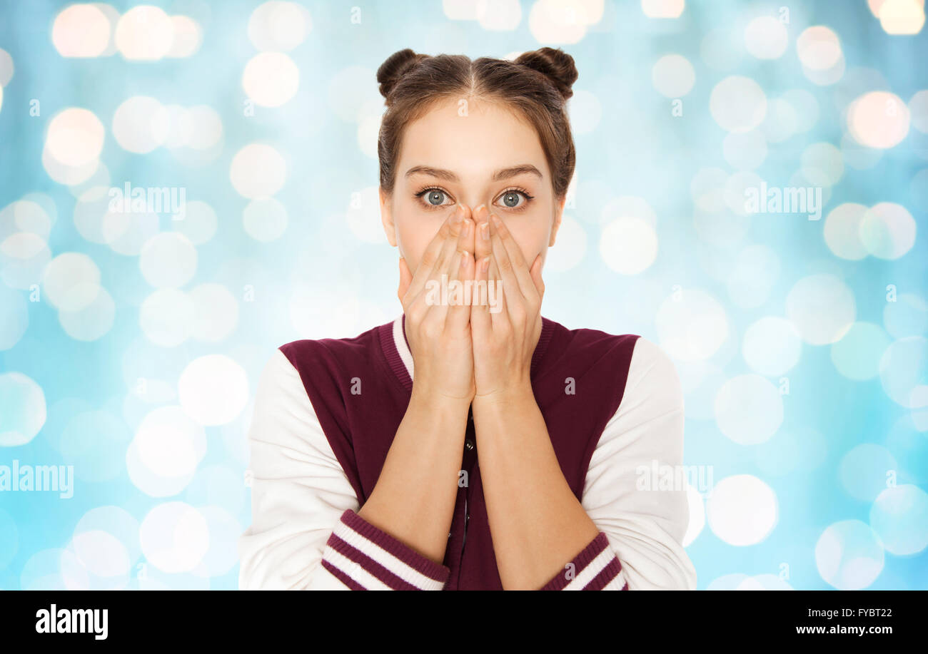 scared or confused teenage girl Stock Photo - Alamy