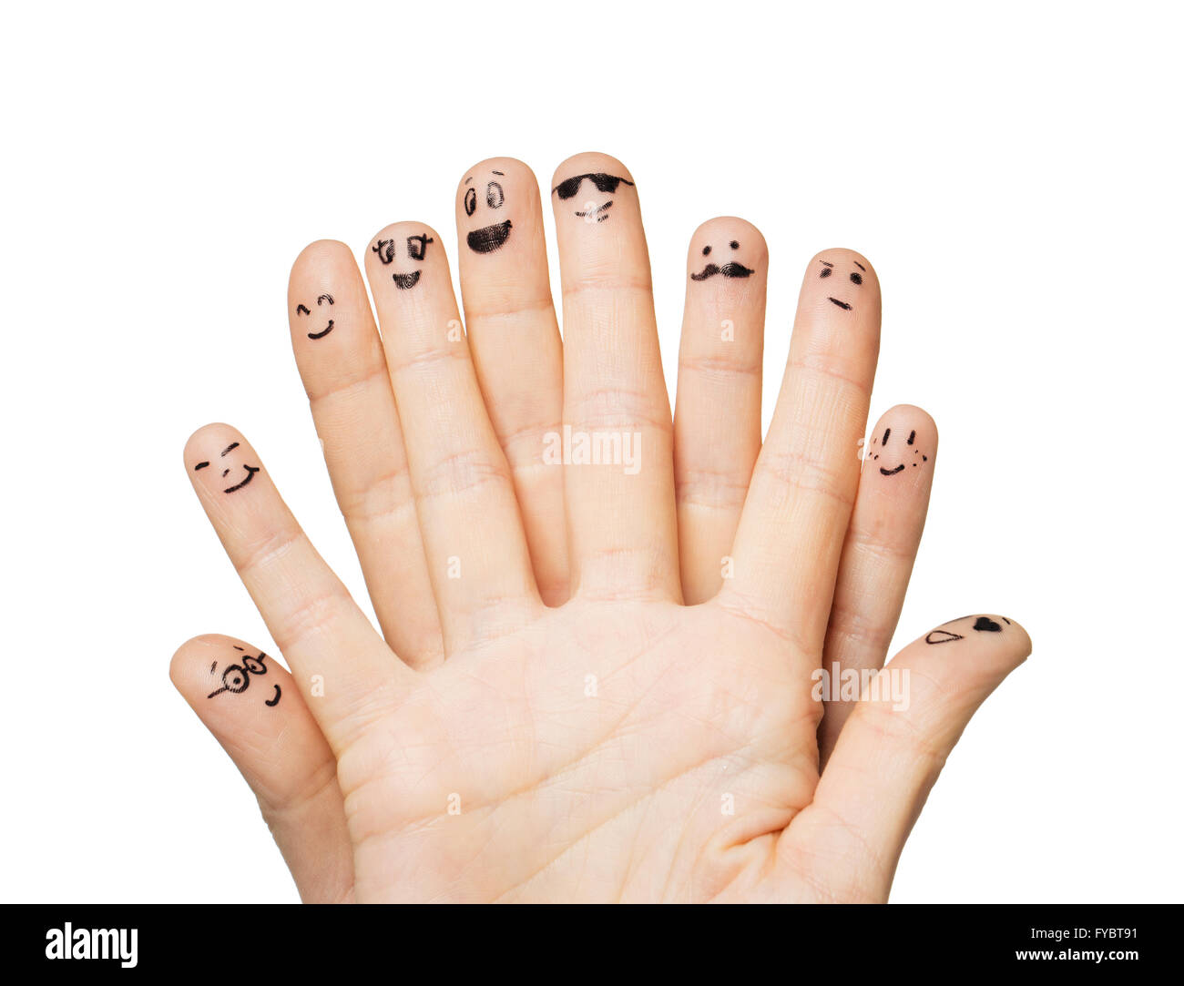 close up of hands and fingers with smiley faces Stock Photo - Alamy