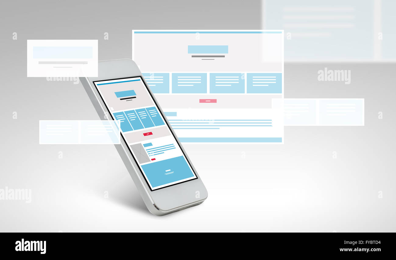 smarthphone with web page design on screen Stock Photo - Alamy