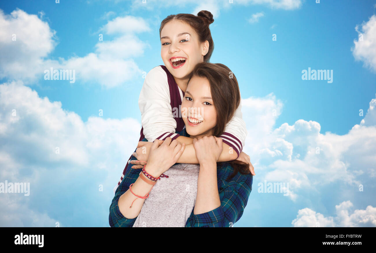Smiling hugging cute girls best hi-res stock photography and images - Alamy