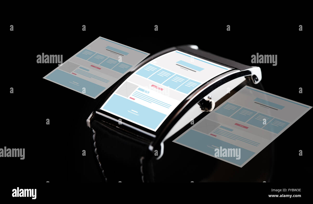 close up of smart watch web page design on screen Stock Photo - Alamy