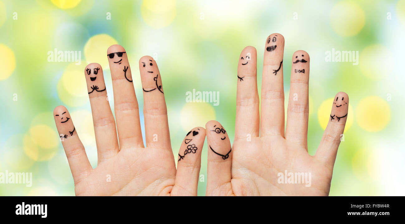 close up of hands and fingers with smiley faces Stock Photo - Alamy