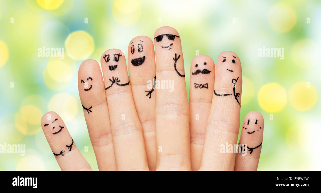 close up of hands and fingers with smiley faces Stock Photo - Alamy