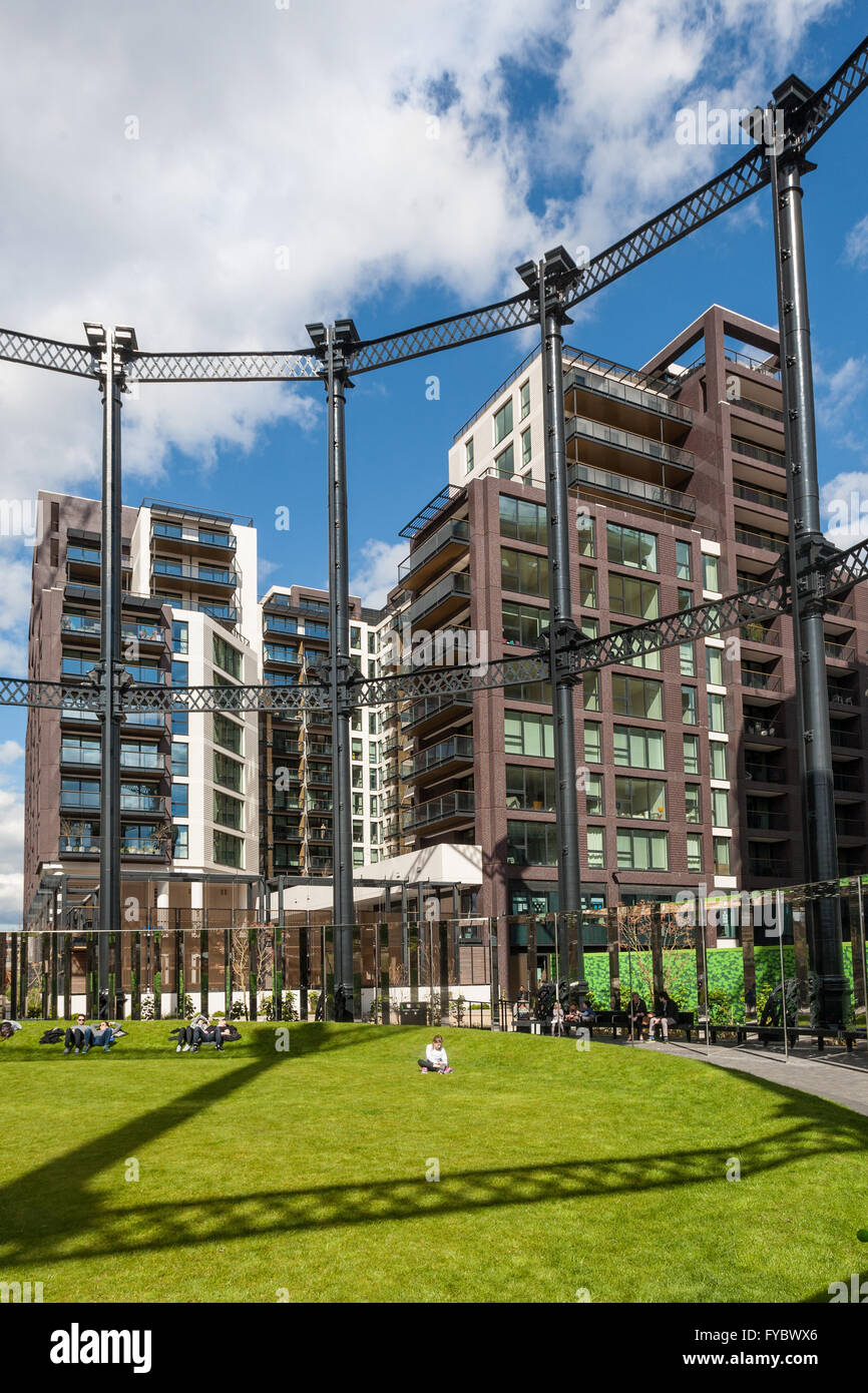 Gasholder Park, St Pancras Lock, Kings Cross, London, UK Stock Photo ...