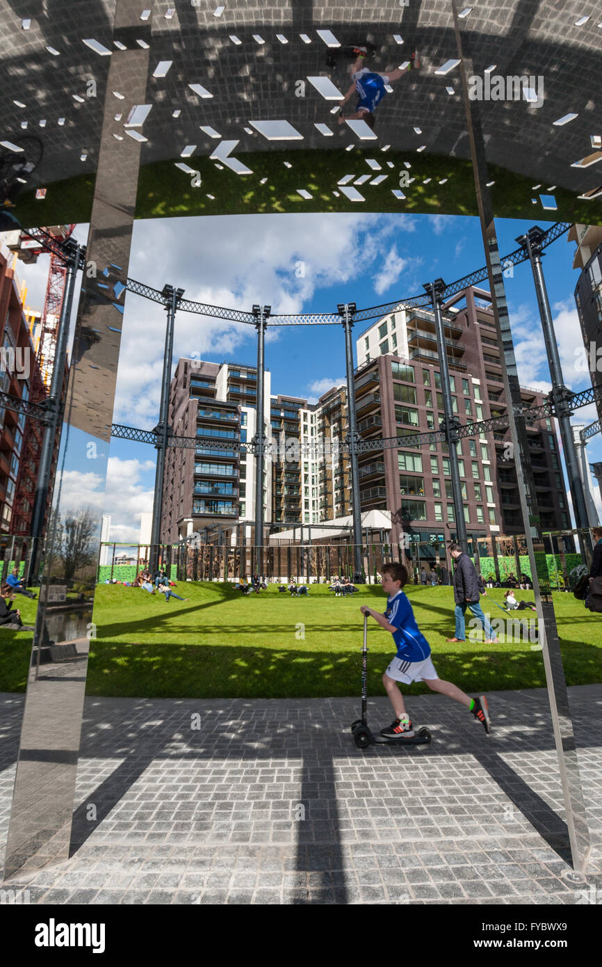 Gasholder Park, St Pancras Lock, Kings Cross, London, UK Stock Photo ...