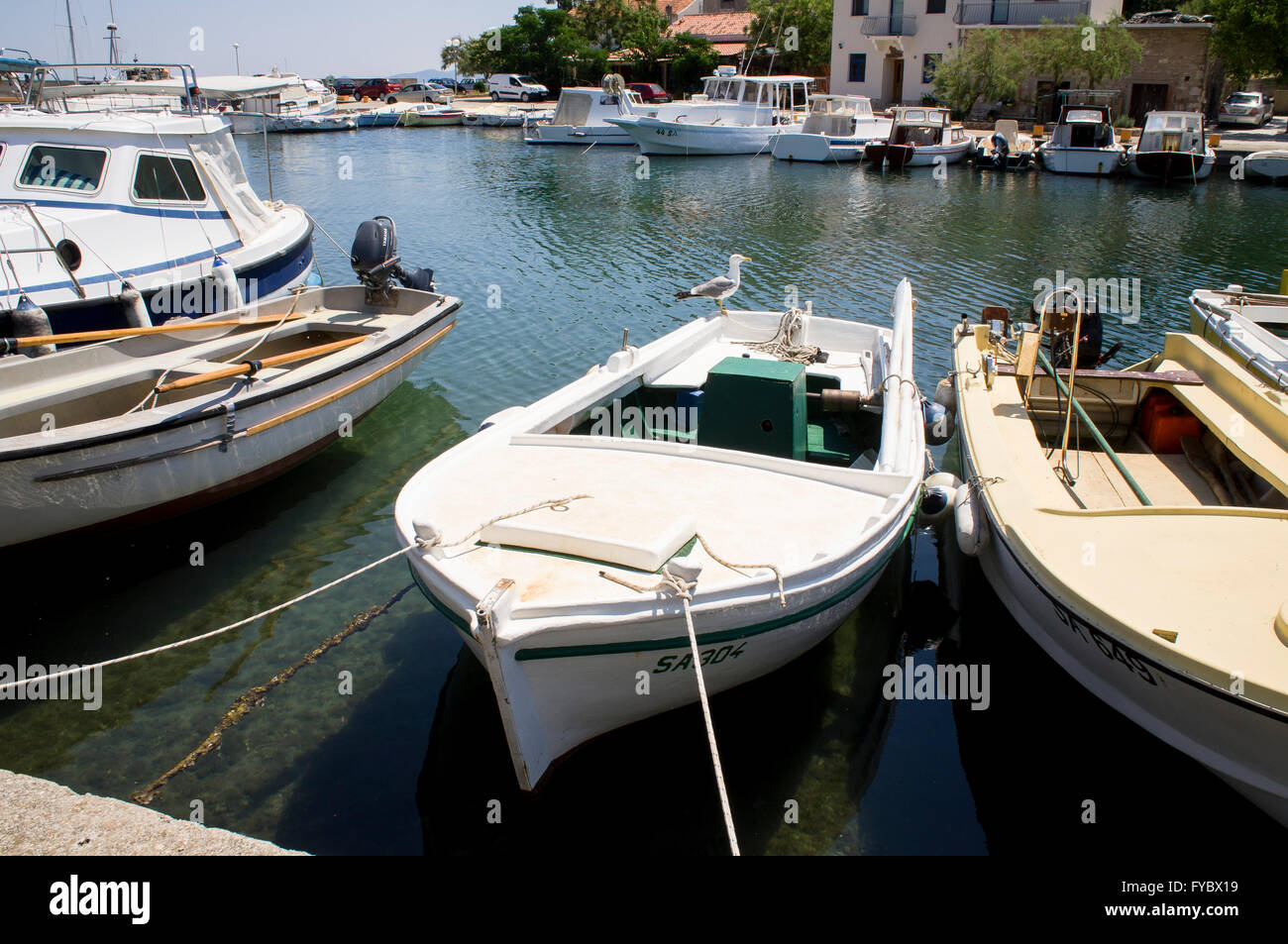 Zman port, Dugi Otok island, fishing boat, cruising, sea Stock Photo ...