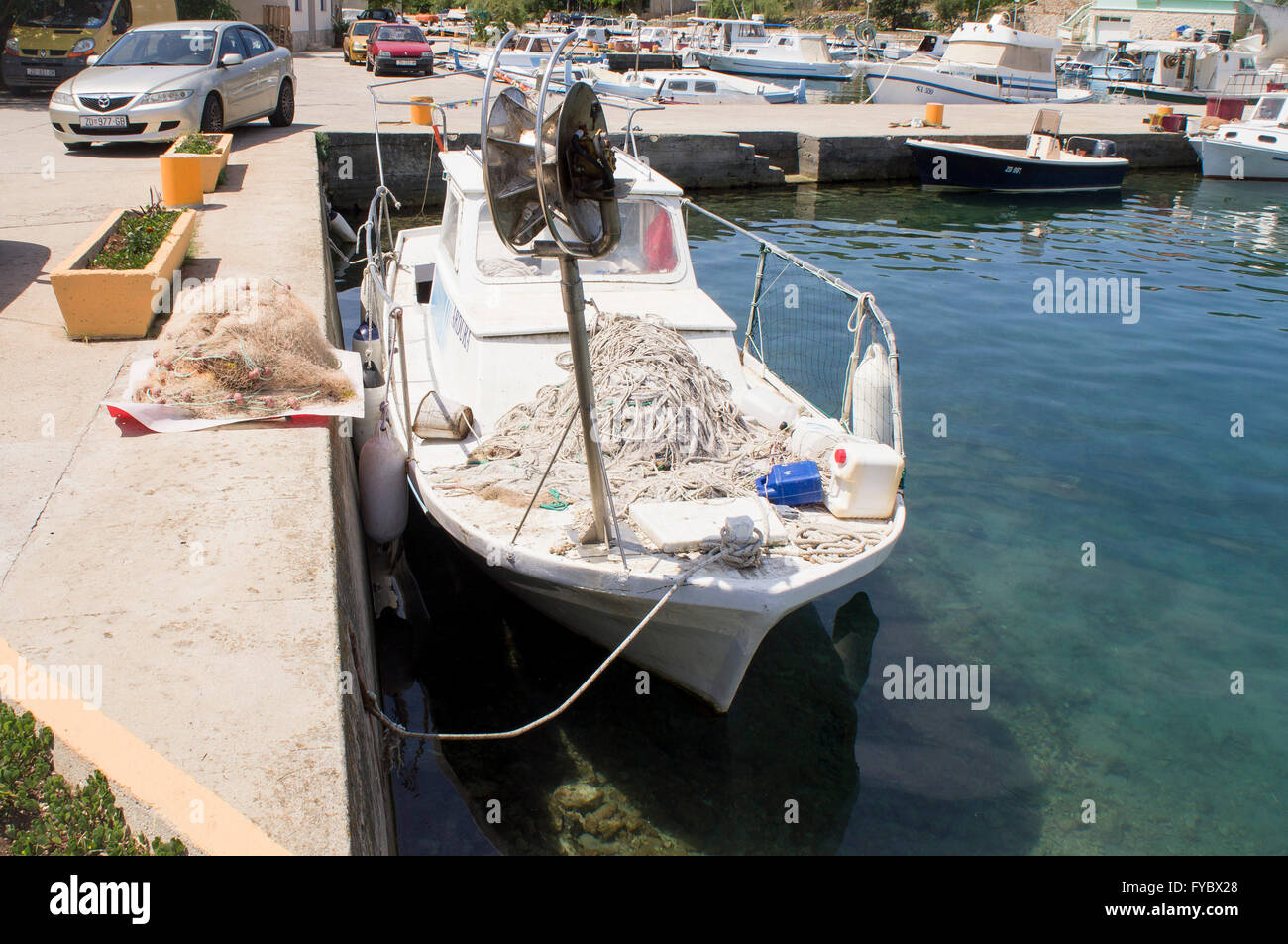 Zman port, Dugi Otok island, fishing boat, cruising, sea Stock Photo ...