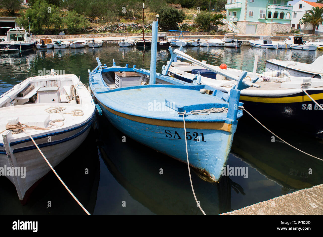 Zman port, Dugi Otok island, fishing boat, cruising, sea Stock Photo ...