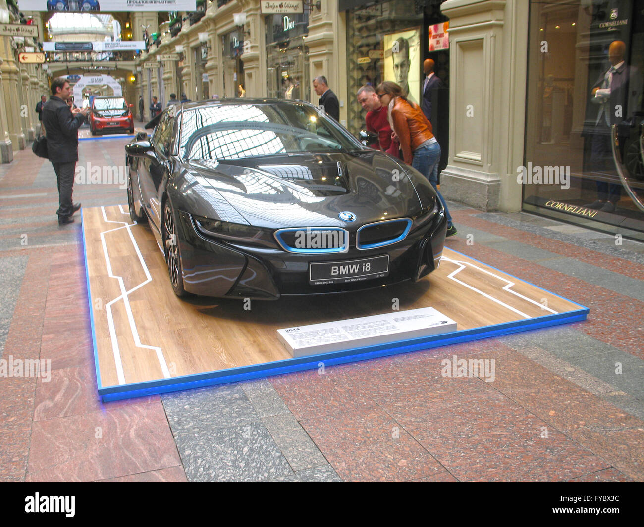 100 years of the BMW. The State Department Store. Moscow. BMW i8. Sport ...