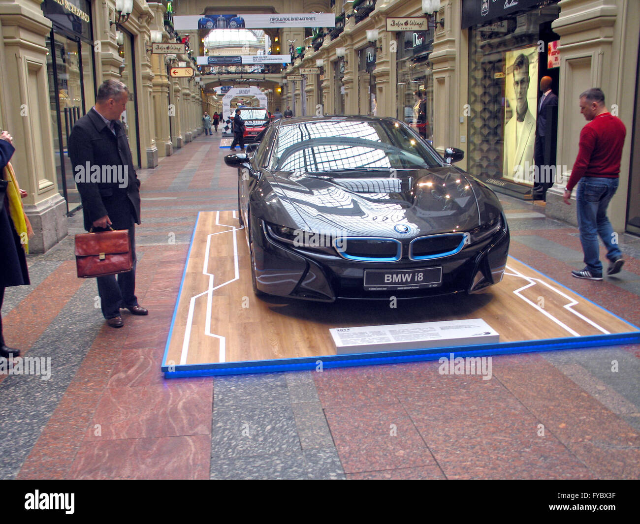 100 years of the BMW. The State Department Store. Moscow. BMW i8. Sport ...