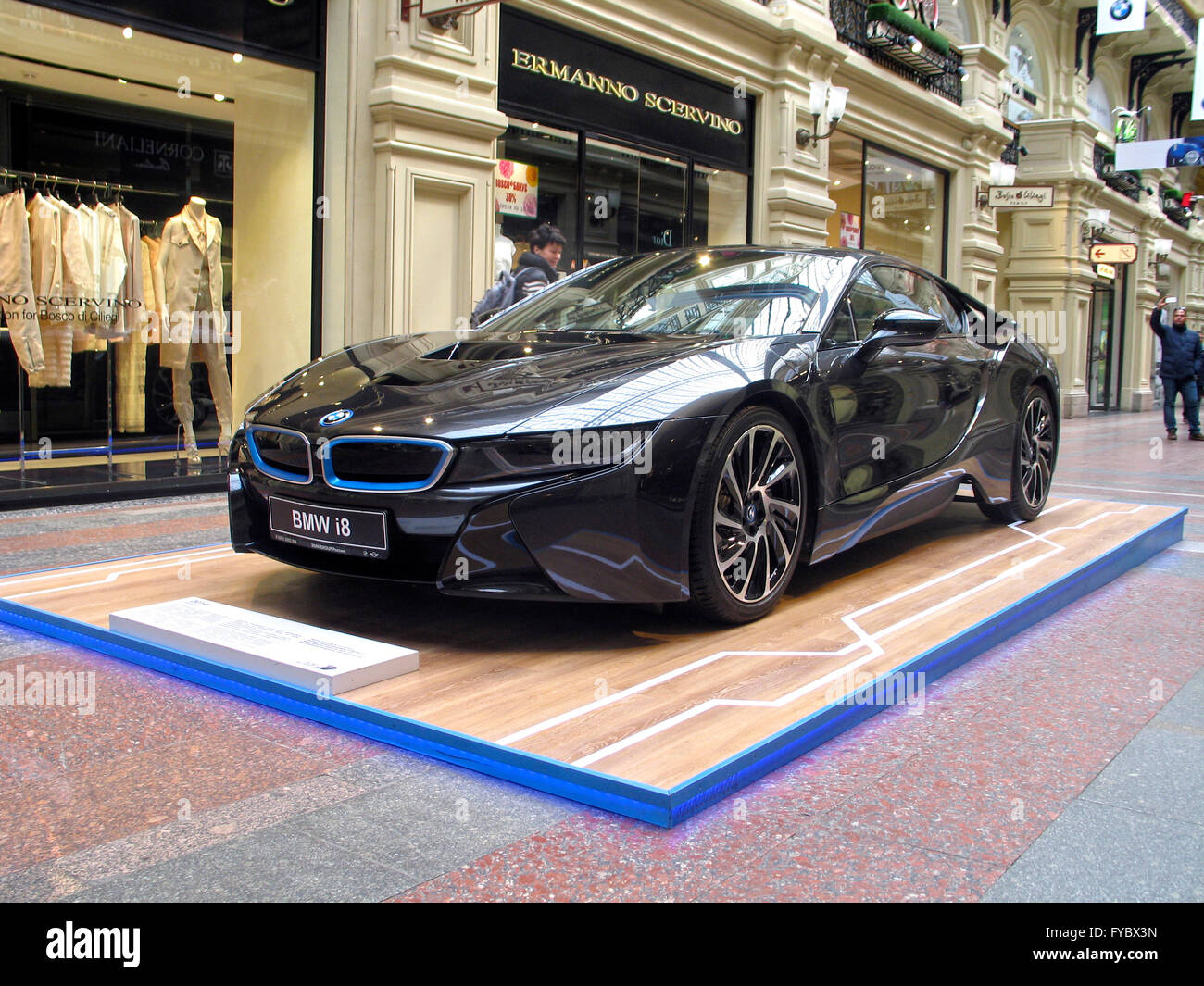 100 years of the BMW. The State Department Store. Moscow. BMW i8. Sport ...