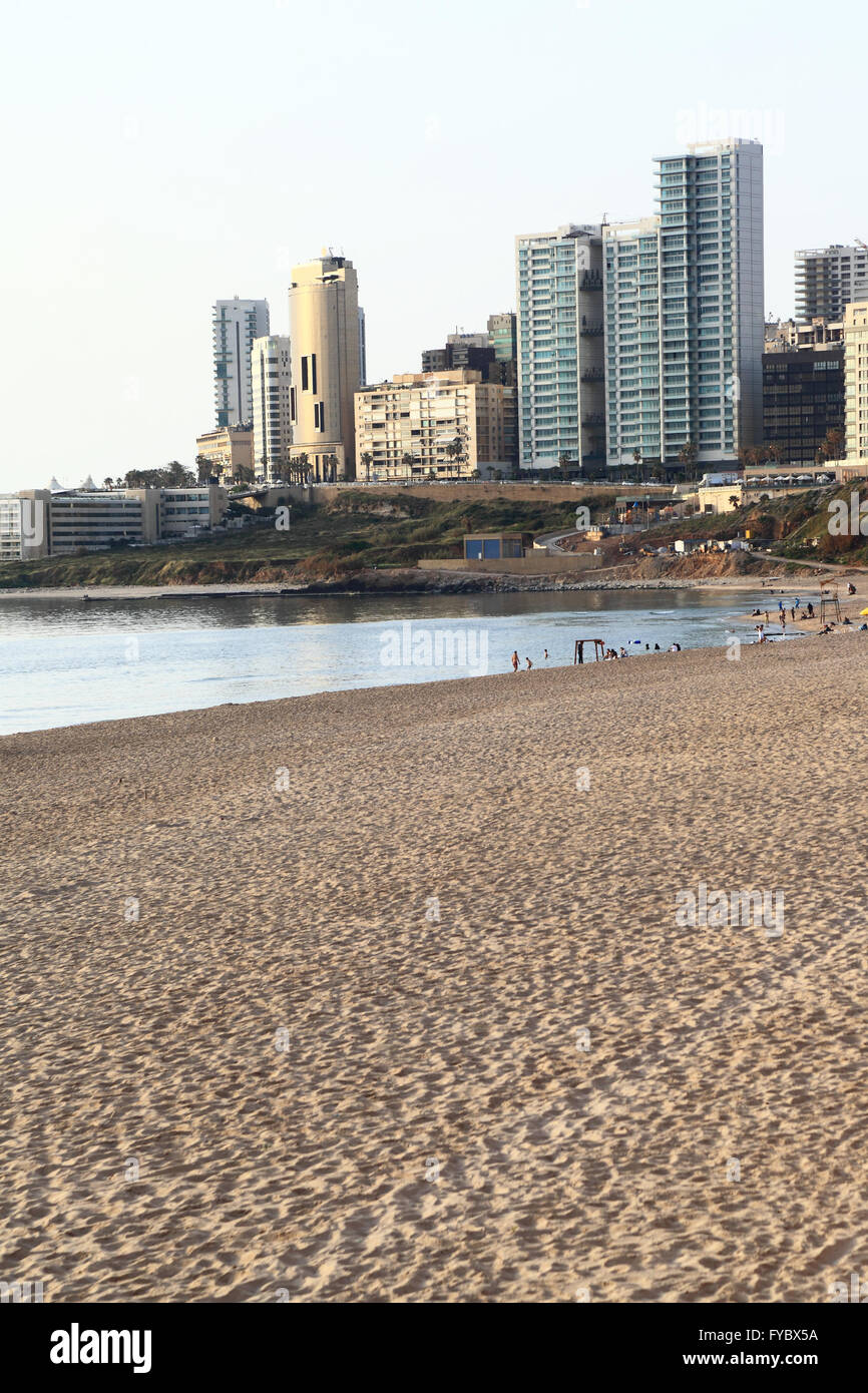 Beirut skyline at Ramlet al Baida Beach Stock Photo - Alamy