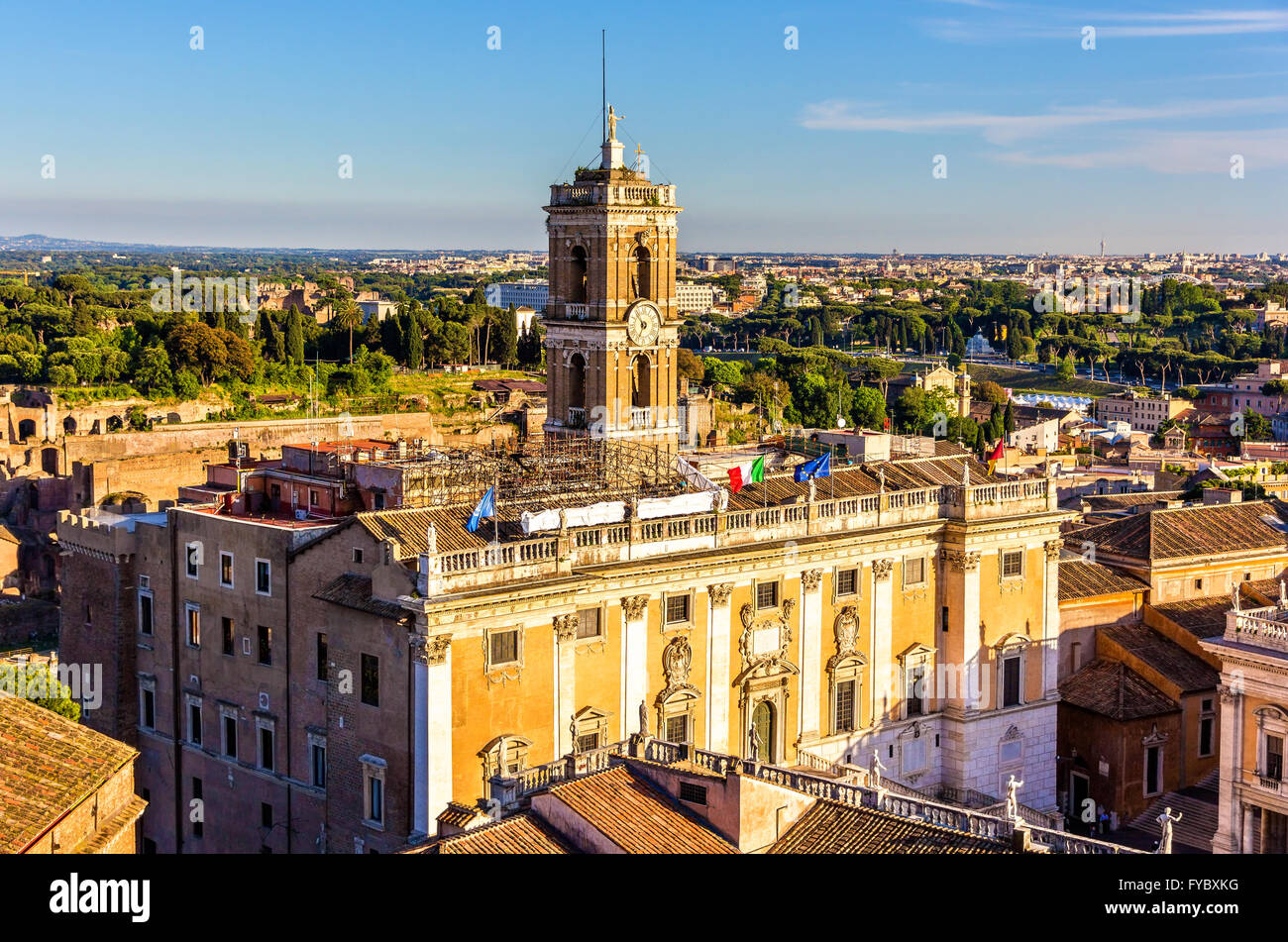View of Palazzo Senatorio on the Capitoline Hill in Rome Stock Photo ...