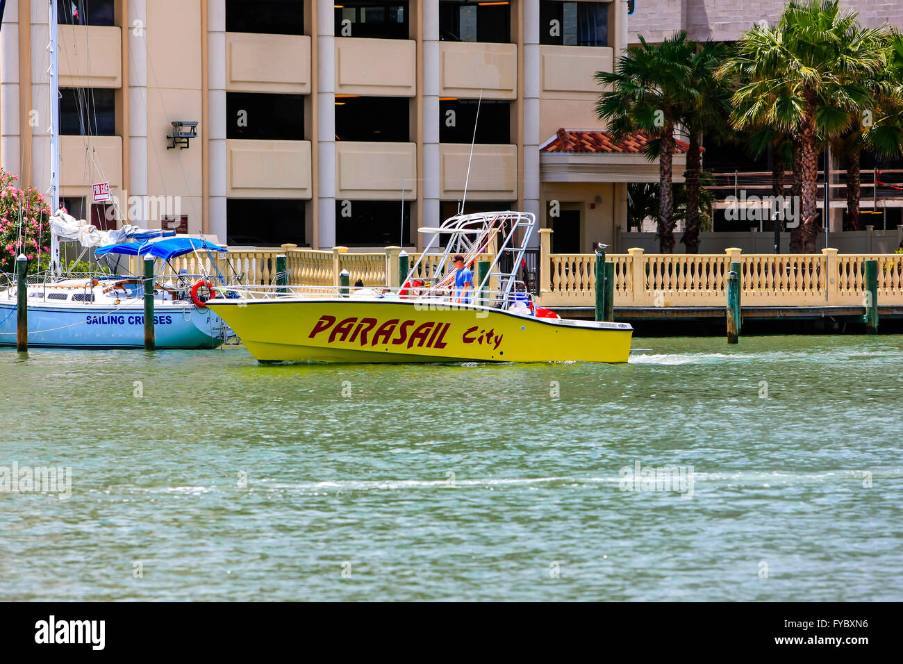 Parasail City speedboat in Clearwater harbour, Florida Stock Photo - Alamy