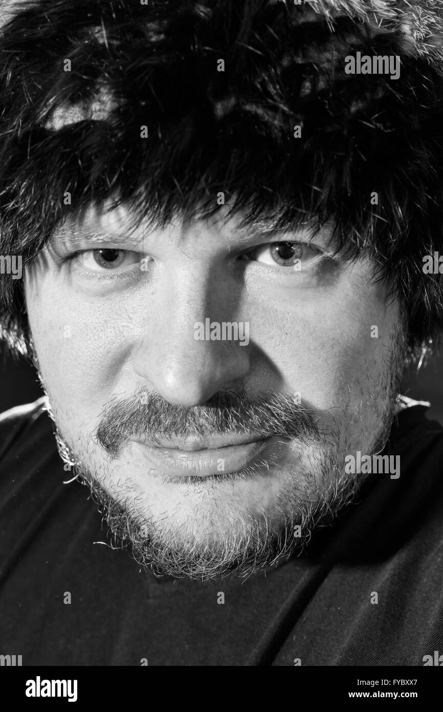 Man in fur winter Black and White Stock Photos & Images - Alamy