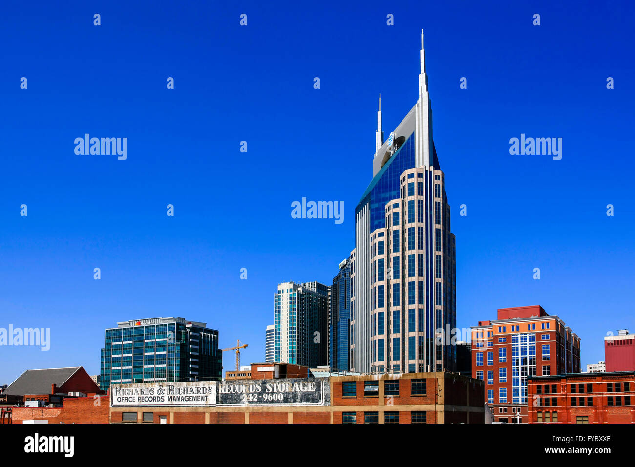 The Nashville skyline, dominated by the AT&T (batman) tower Stock Photo ...