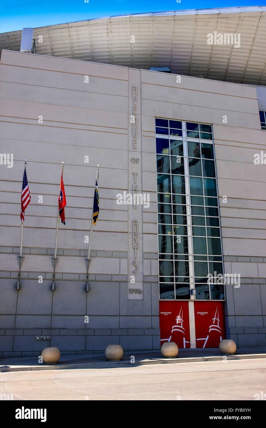 The Bridgestone Arena building on 5th Ave S in downtown Nashville ...