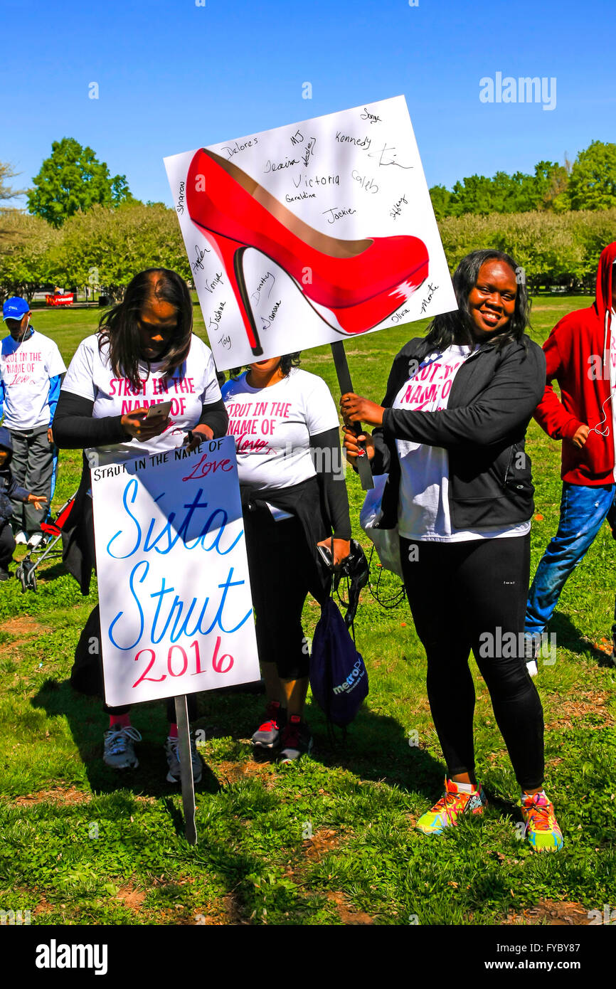 African-American women taking part in the Sista Strut cancer walk at ...