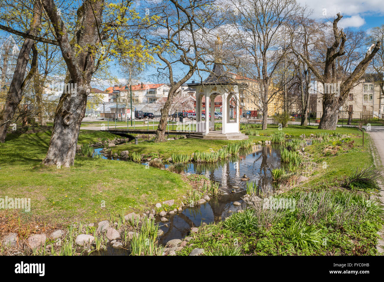Spring in the iconic park Tradgardsforeningen in Linkoping, Sweden ...