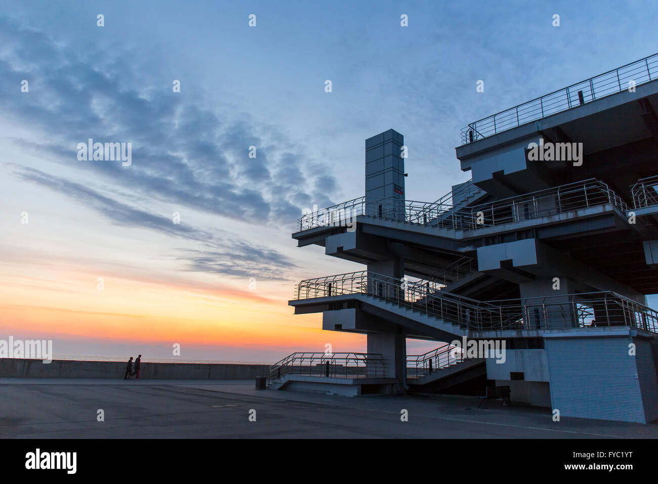 Modern architechture building on sea sunset sky background Stock Photo ...