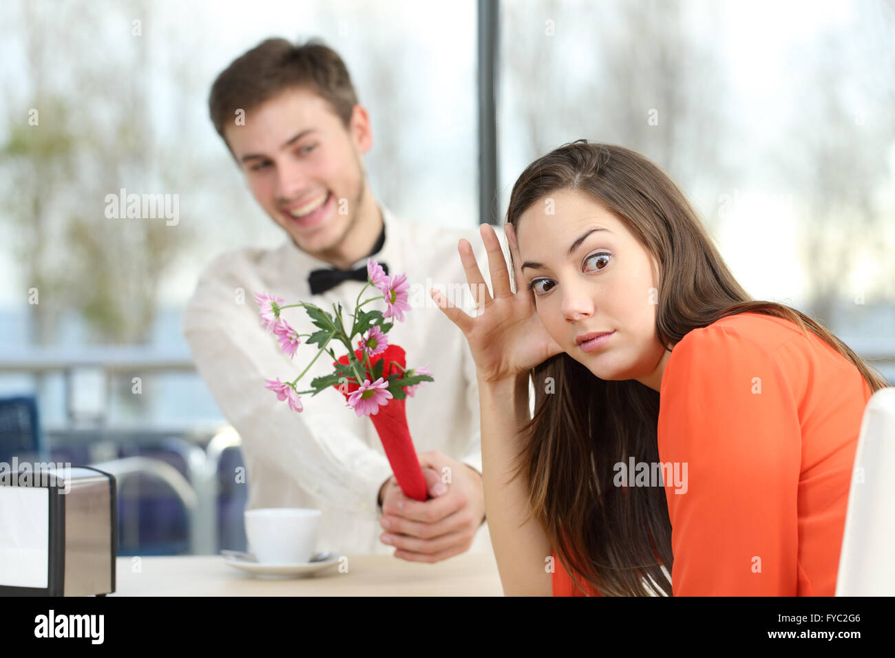 Woman rejecting man embarrassed hi-res stock photography and images - Alamy