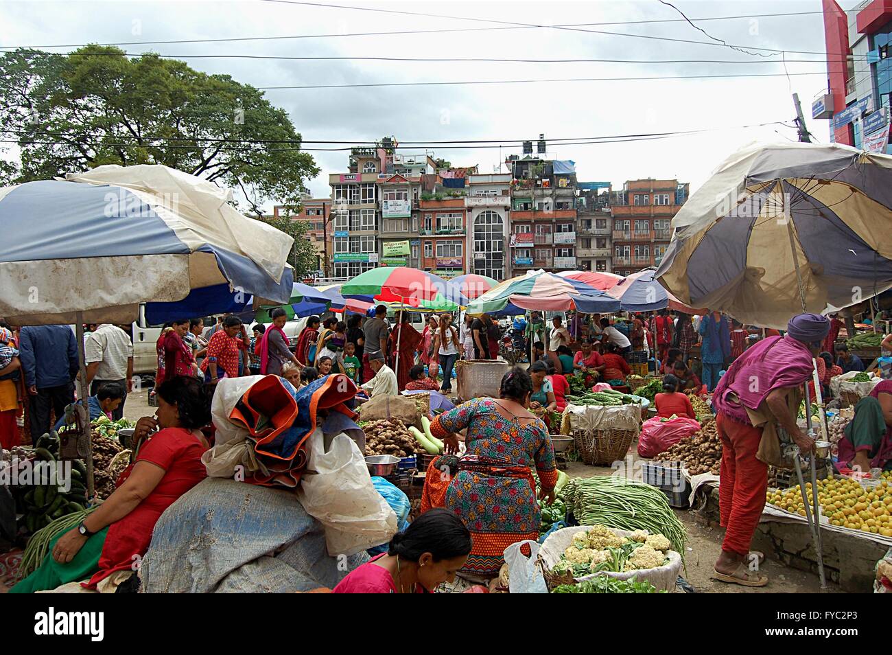 Food market in Patan, Nepal Stock Photo - Alamy