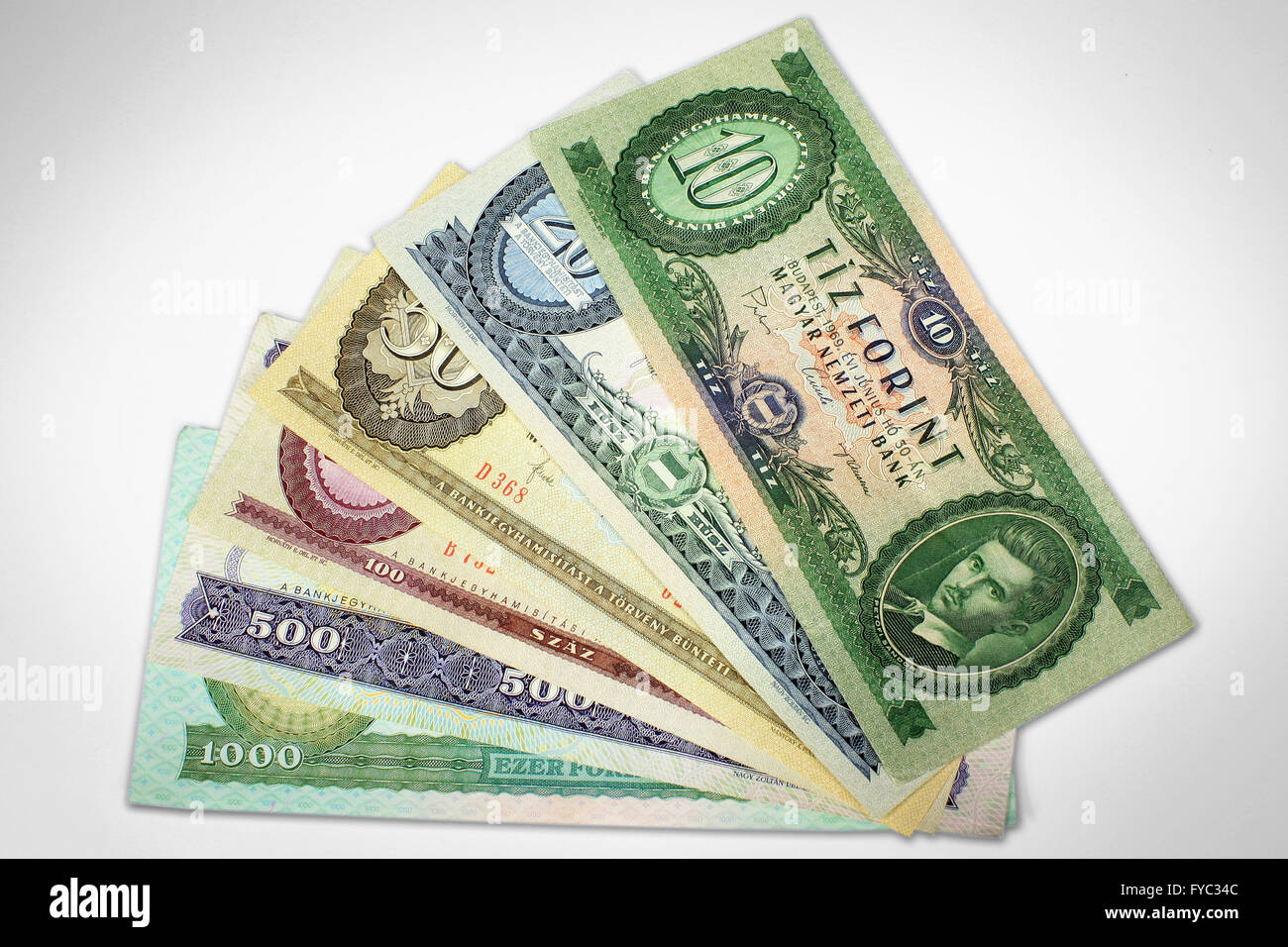 Old hungarian cash, many banknote, ten, twenty, fifty, hundred, five ...