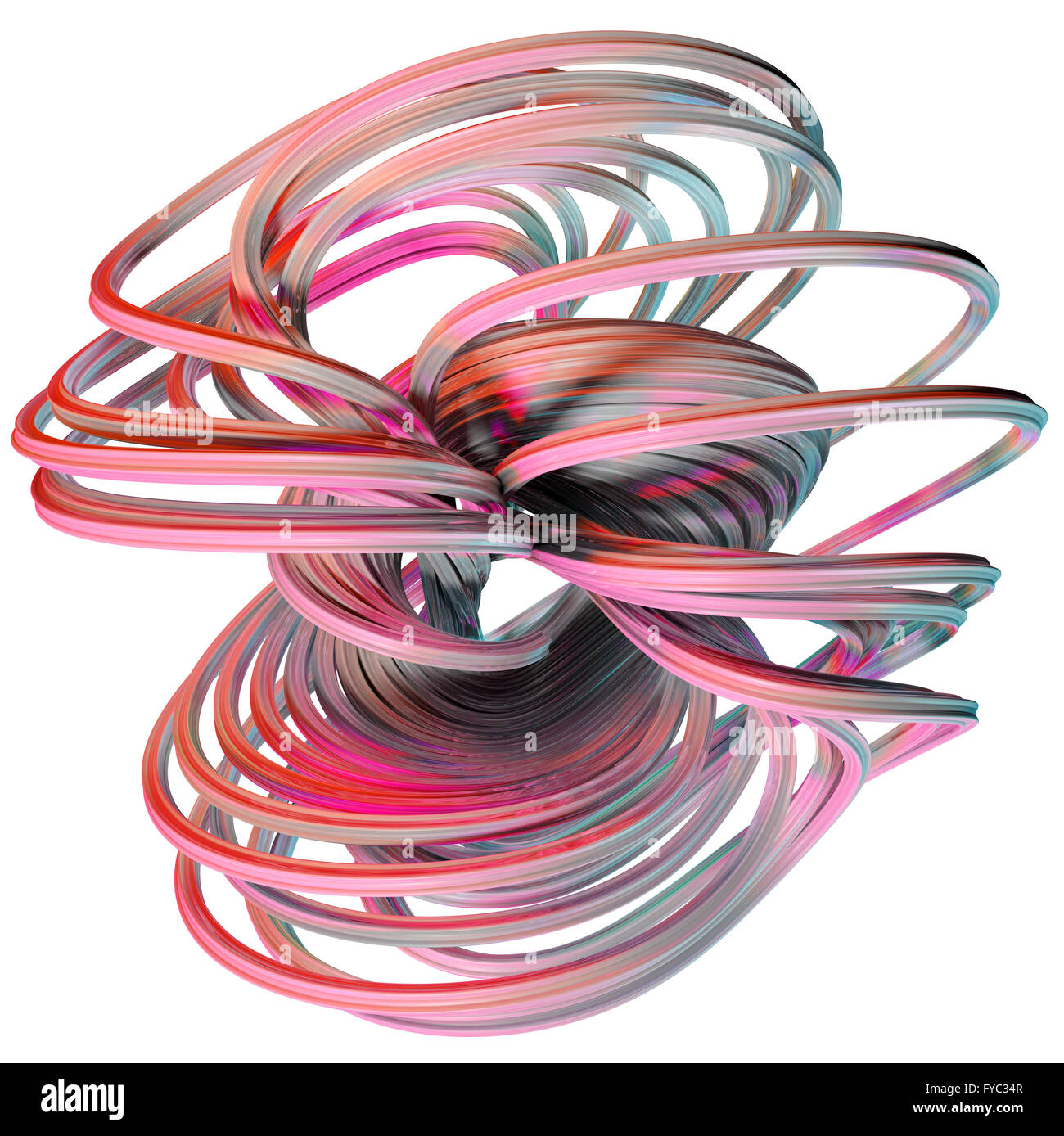 3D illustration of abstract figures made of elastic ribbons Stock Photo ...