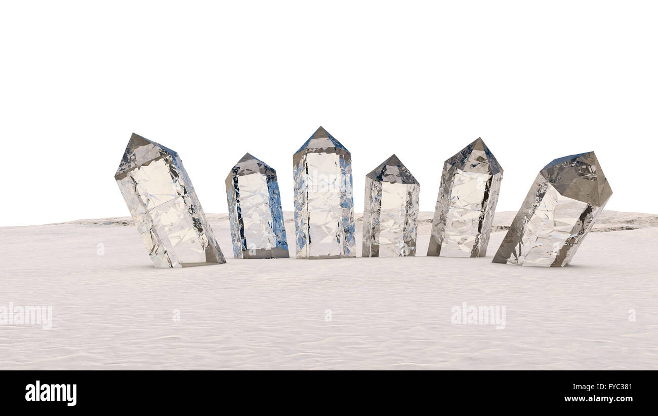 3D illustration of standing together transparent crystals on Stock ...
