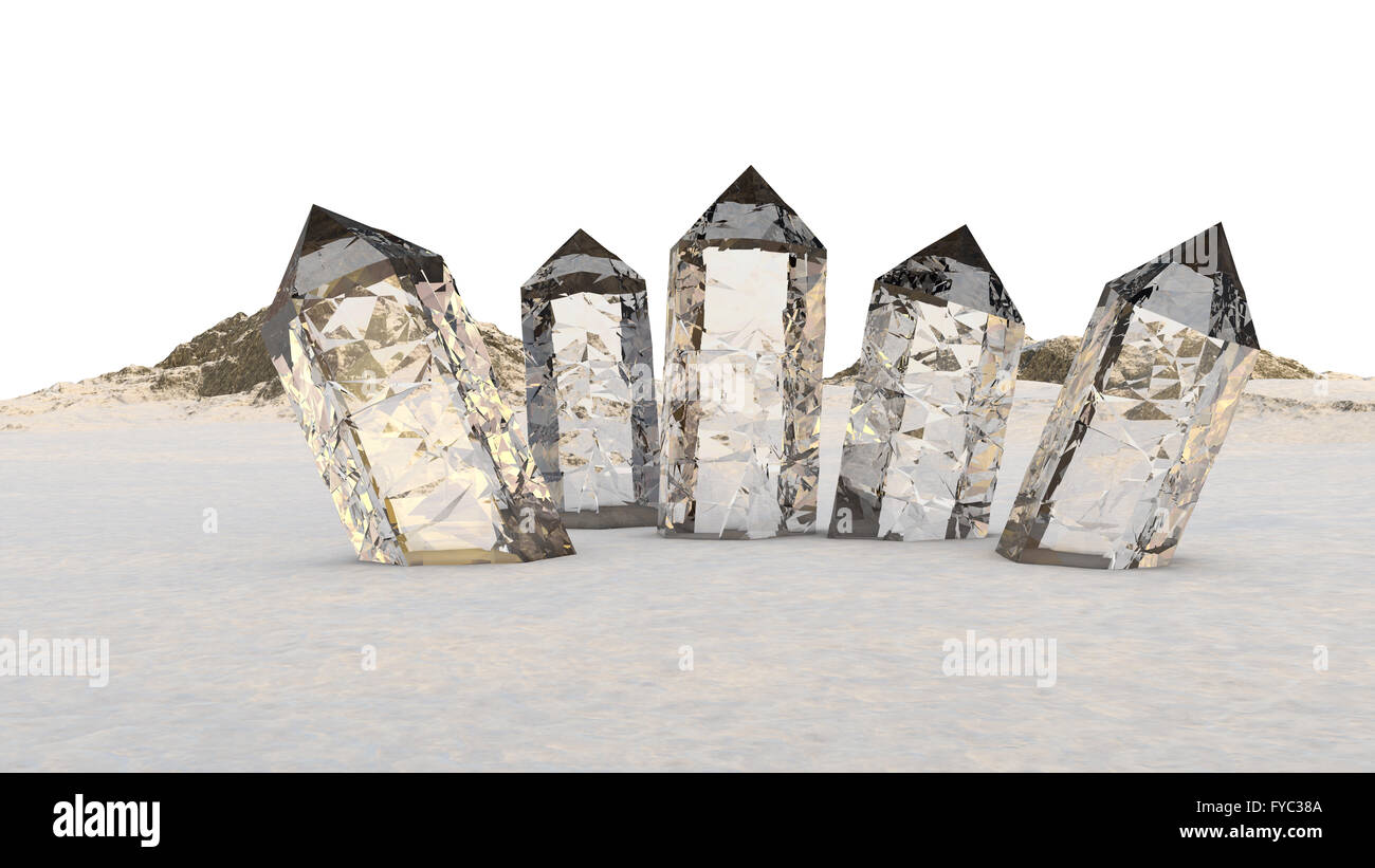 3D illustration of standing together transparent crystals on Stock ...