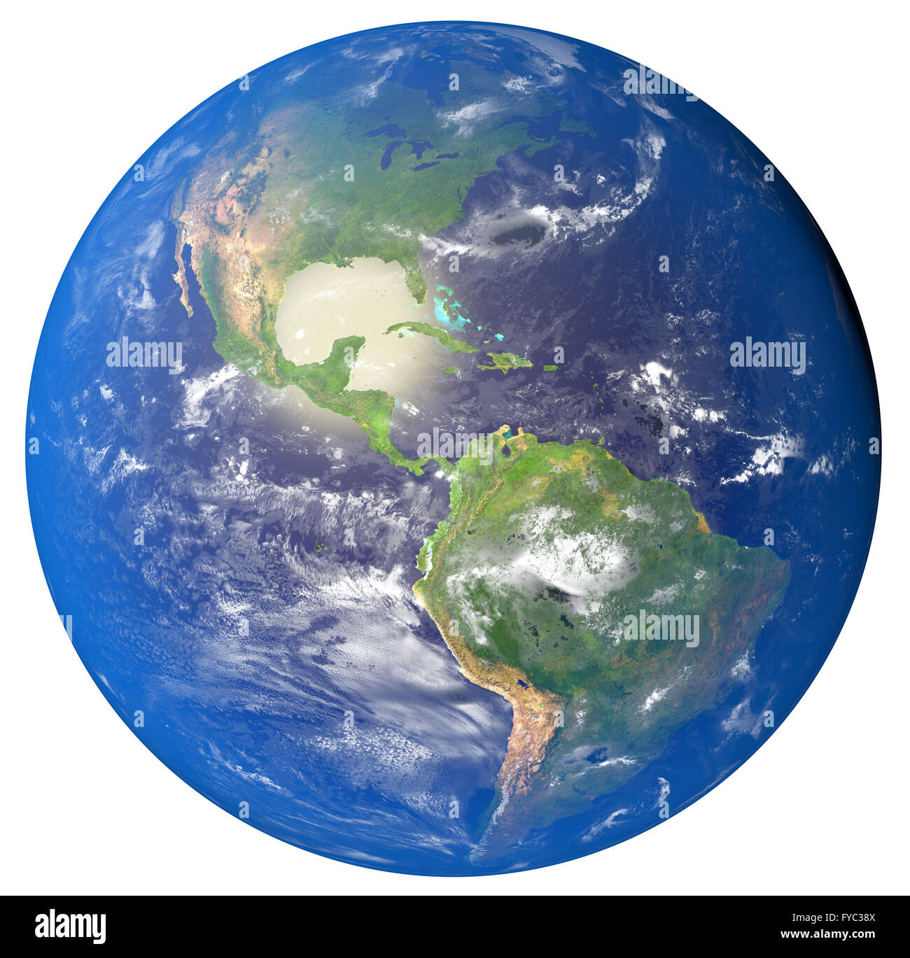 3D illustration of planet Earth with continents and blue ocean waters ...