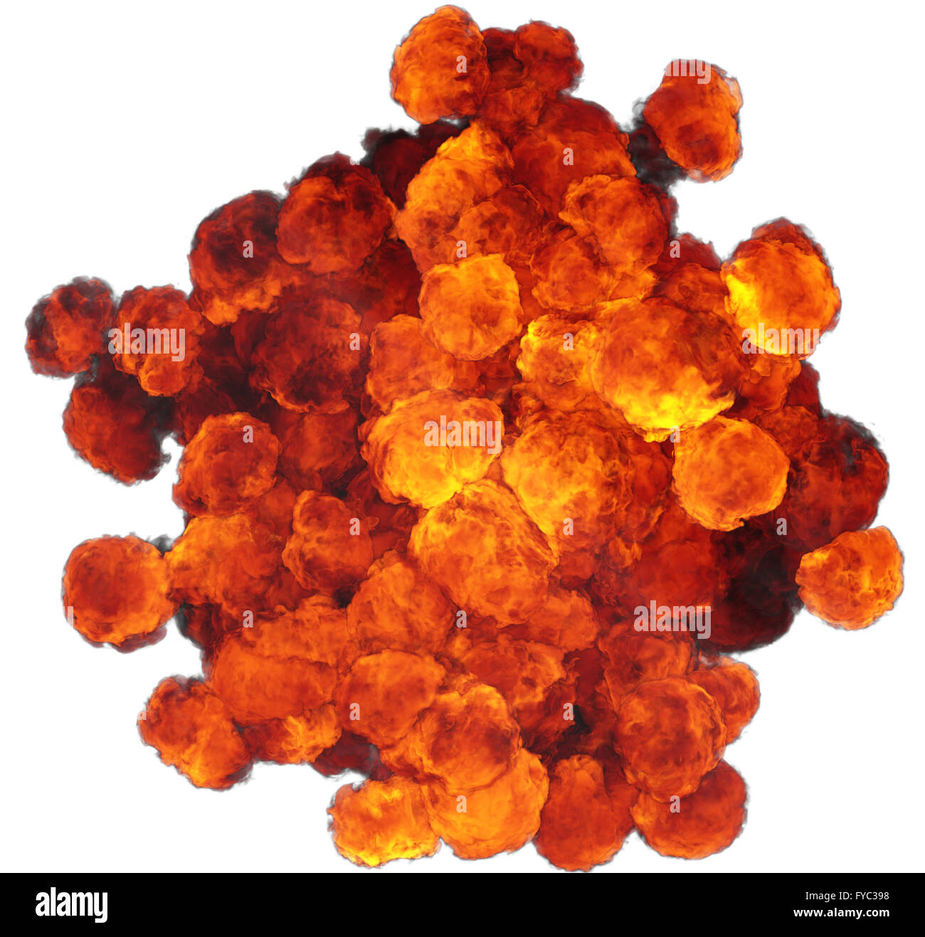 3D illustration of explosion fire cloud on white background Stock Photo ...