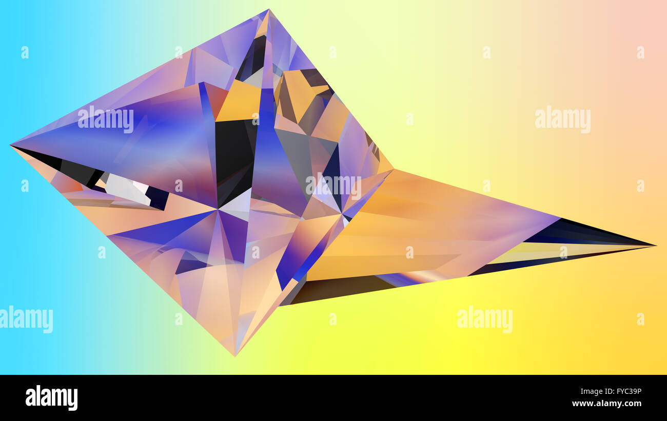 3D illustration of irregular polygonal polyhedron colored object Stock ...