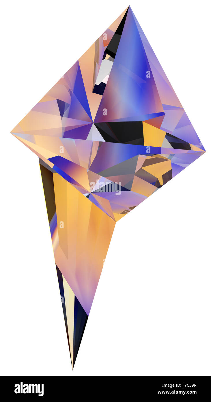 3D illustration of irregular polygonal polyhedron colored object Stock ...