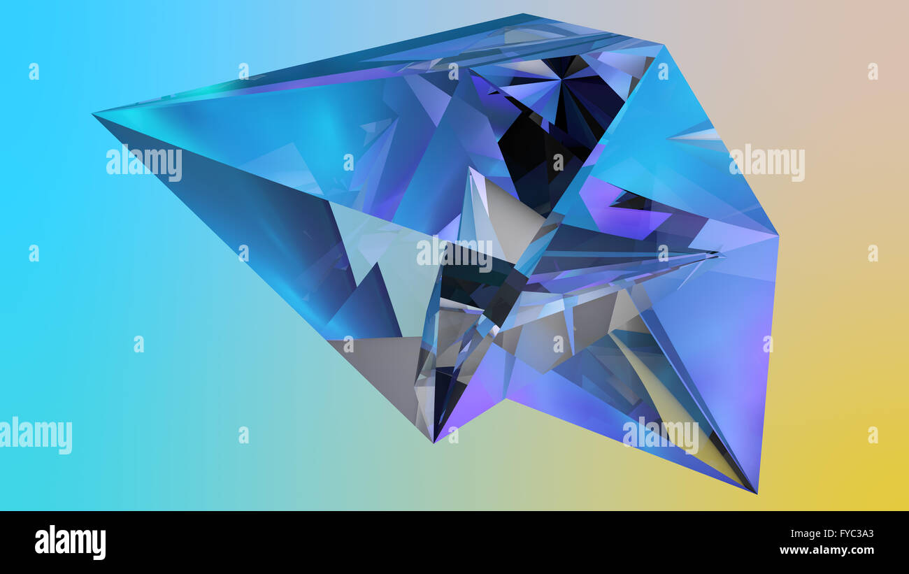 3D illustration of irregular polygonal polyhedron colored object Stock ...