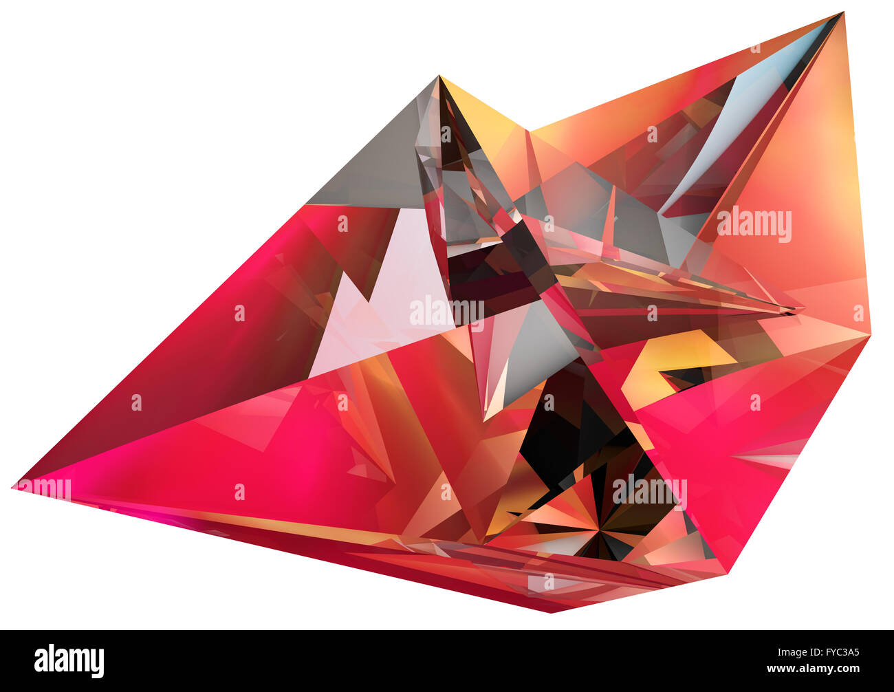 3D illustration of irregular polygonal polyhedron colored object Stock ...